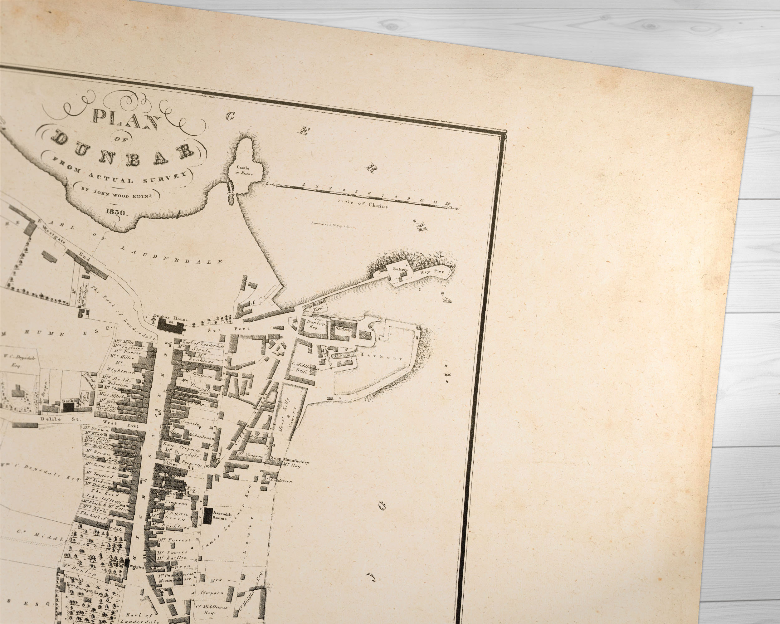 Old Map of Dunbar | Old Map Print | Dunbar Old Map, Dunbar Vintage Map ...