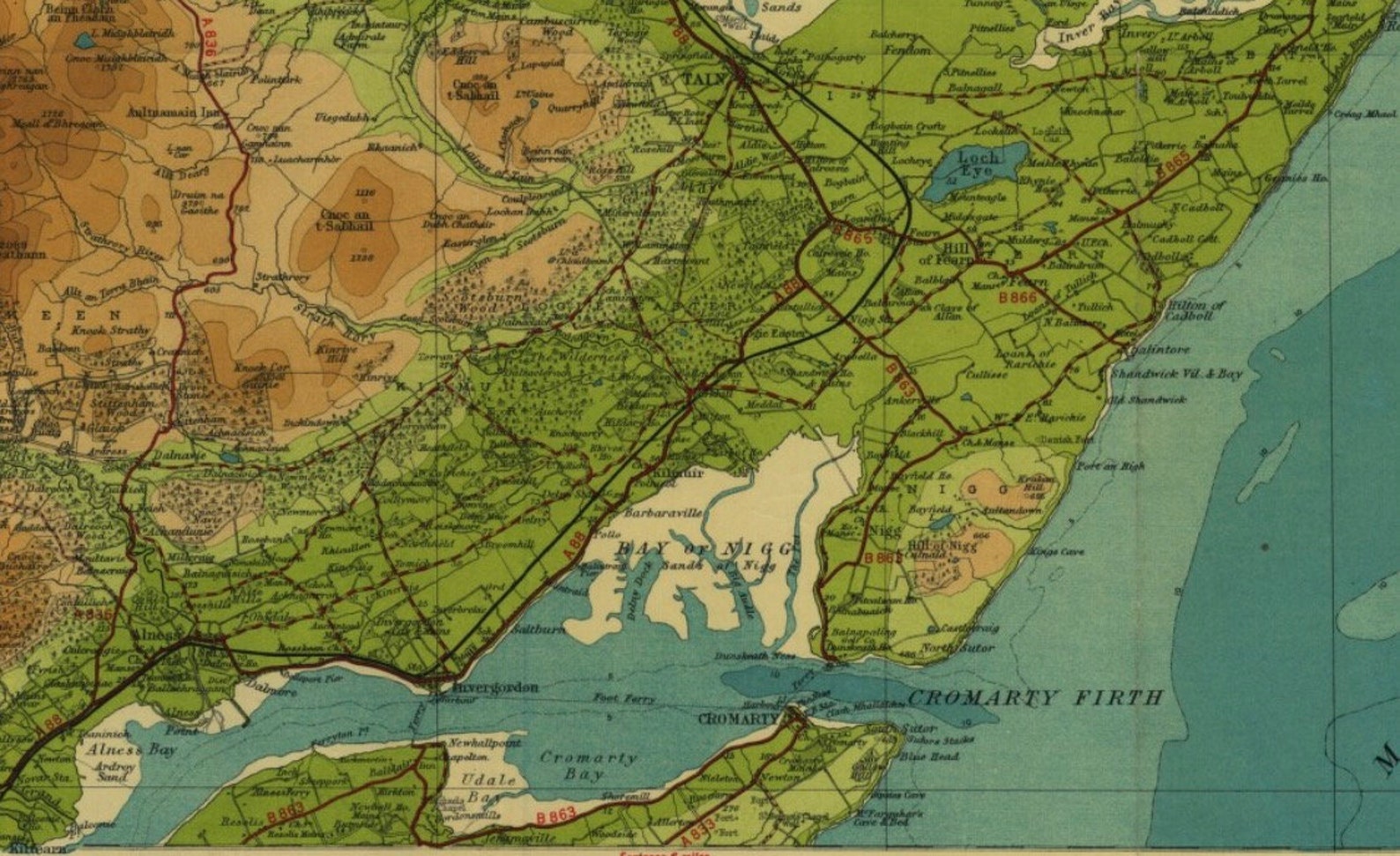Vintage Map Sutherland | Old Map of Dornoch, Tain, Bonar Bridge, Lairg ...