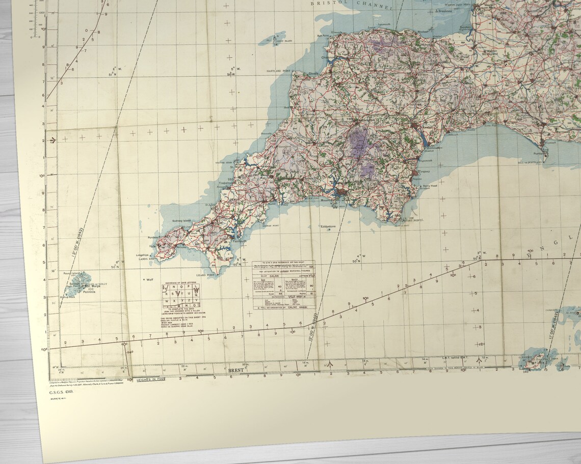 Old Map of South West England British War Office GSGS 4369 - Etsy UK