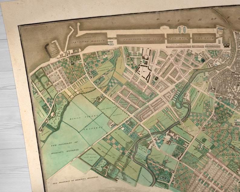 Old Map of Leith | Fine Art Print | Vintage Town Survey in Leith ...