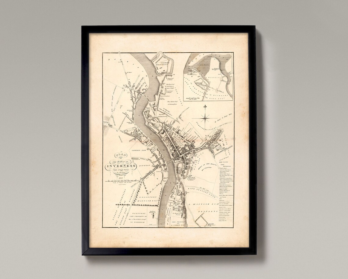 Old Map of Inverness Old Map Print Inverness Old Map, Inverness Gift ...