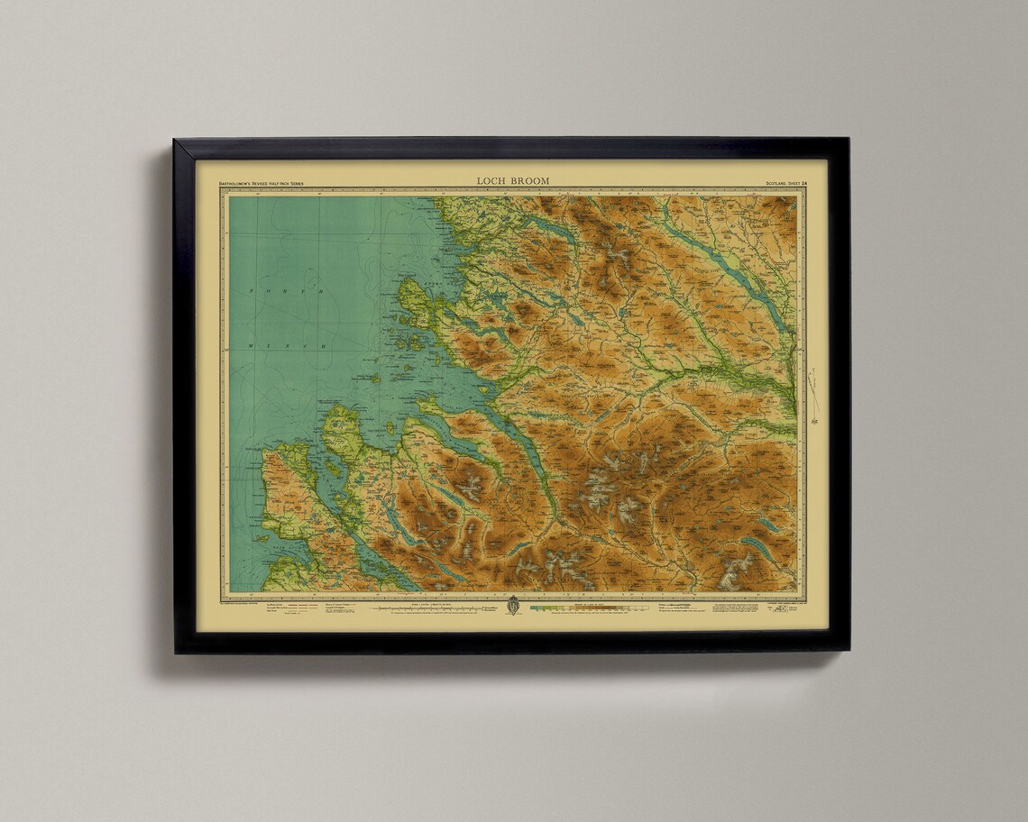 Loch Broom Old Map of Ullapool Gairloch Poolewe Asynt - Etsy UK
