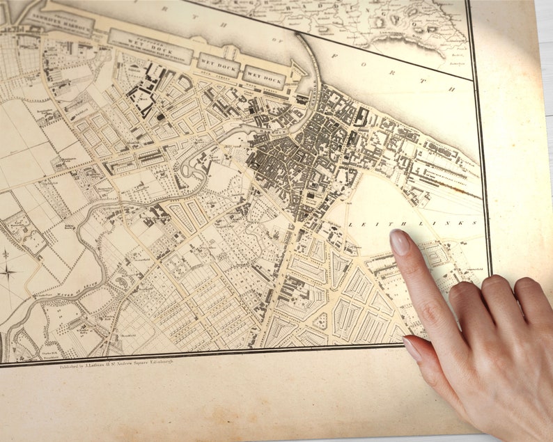 Old Map of Leith | Old Map Print | Leith Old Map, Leith Vintage Map ...