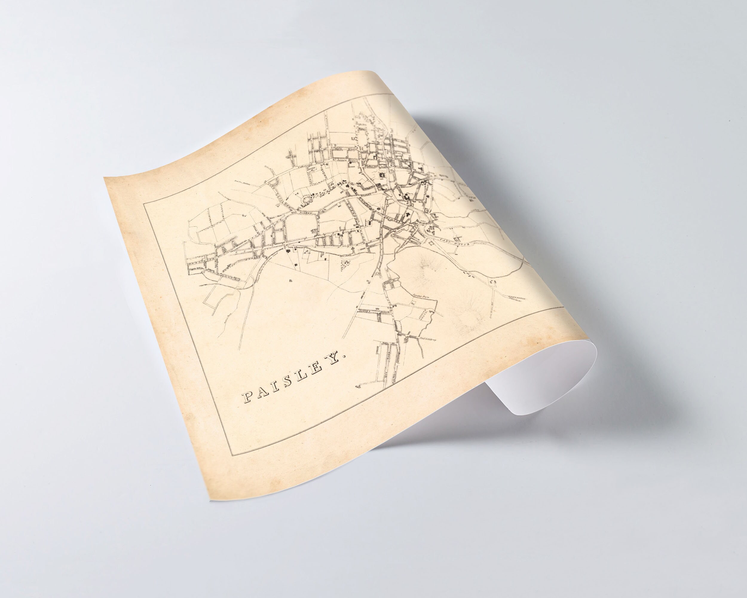 Old Map of Paisley Fine Art Print Vintage Town Survey in Renfrewshire ...