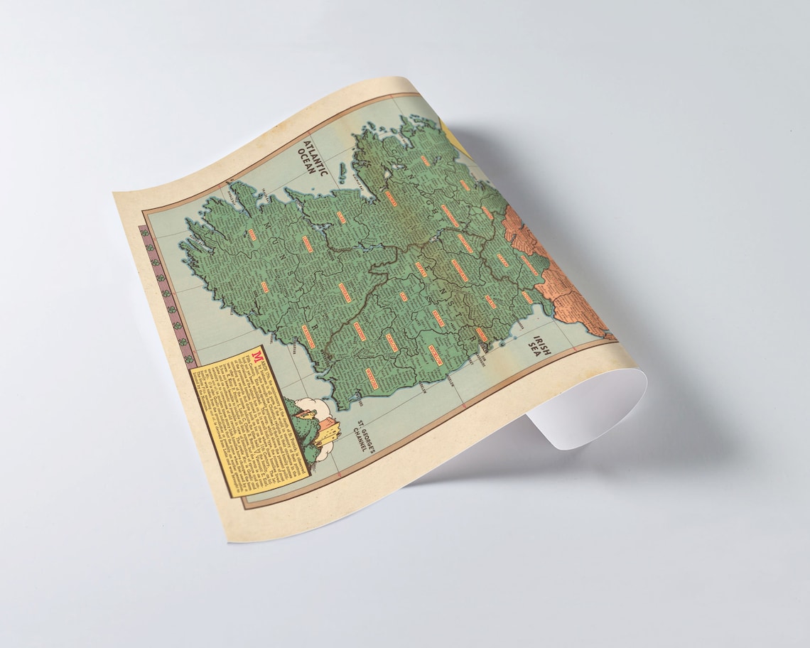 Irish Families Clan Map | Giclée Reproduction, Antique Ireland Map ...