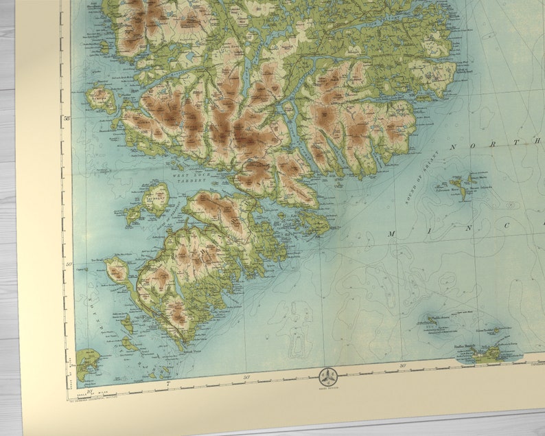 Map of Lewis, Scottish Hebrides Giclée Reproduction Print old Map of ...
