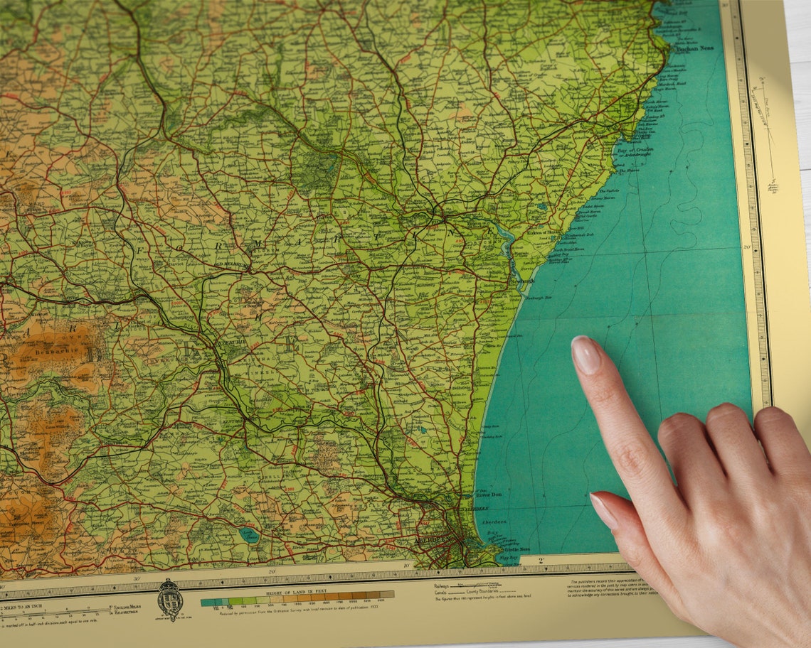 Old Map Shows Aberdeen Inverurie Peterhead Fraserburgh | Etsy