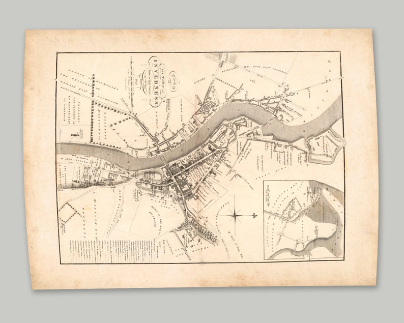 Old Map Of Inverness Old Map Print Inverness Old Map | Etsy