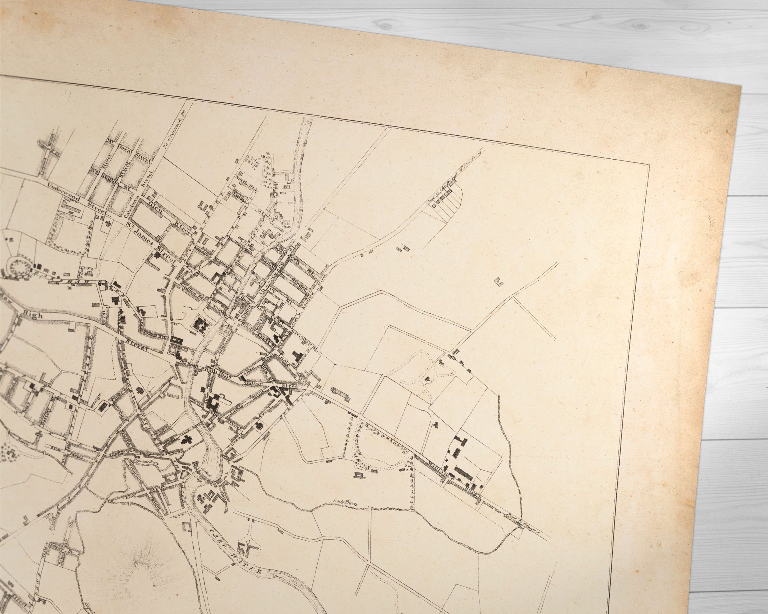 Old Map of Paisley Fine Art Print Vintage Town Survey in Renfrewshire ...