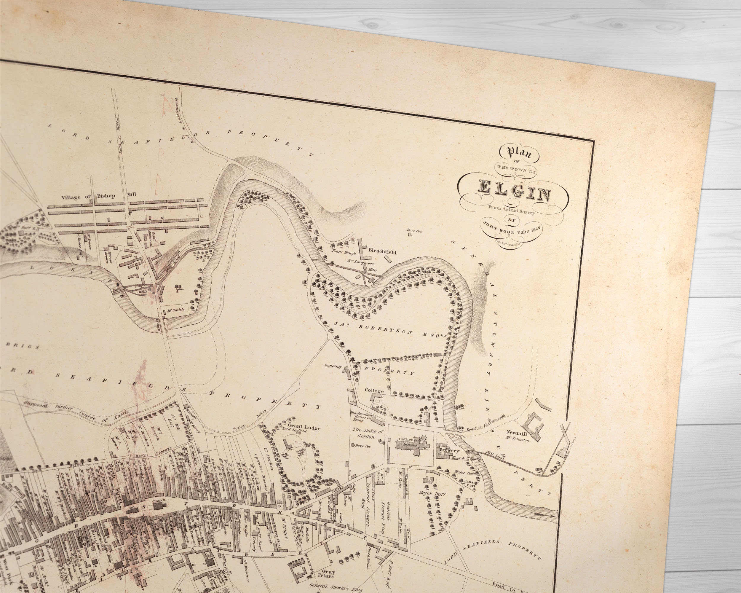Old Map of Elgin | Old Map Print | Elgin Old Map, Elgin Vintage Map ...
