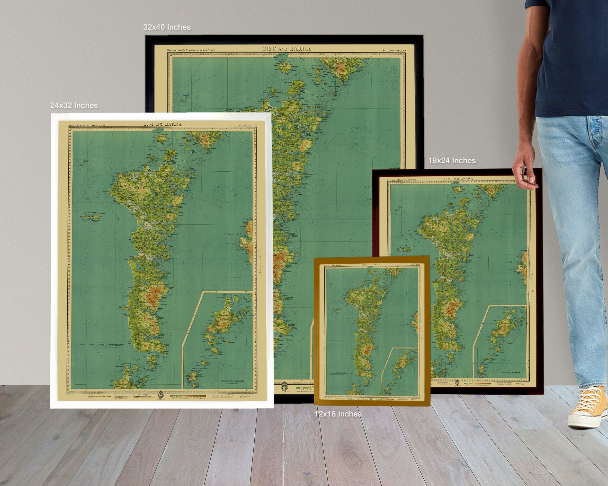 Vintage Map Uists & Barra | Berneray, Mingulay, Sandray, Boisdale, Loch ...