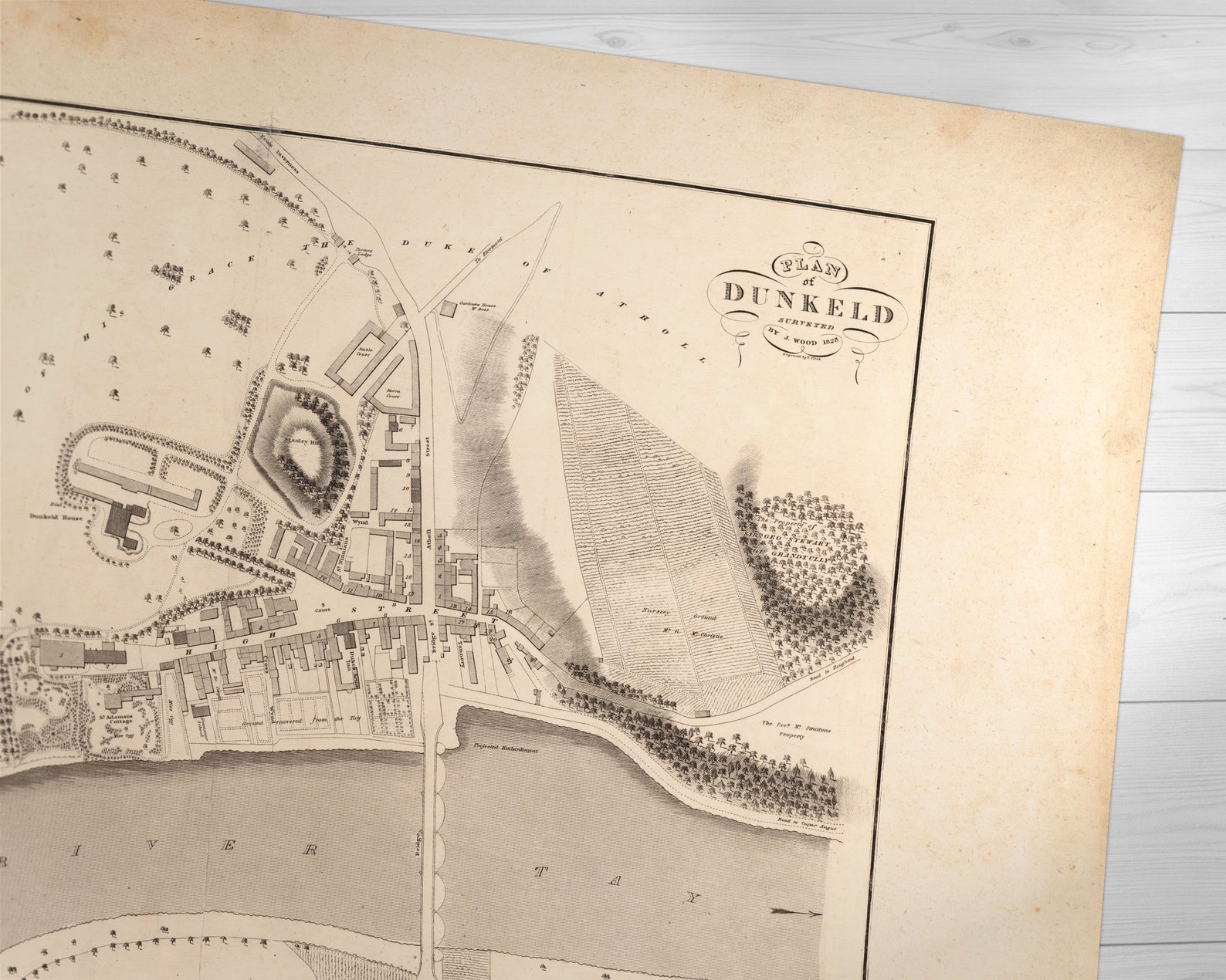 Old Map of Dunkeld | Old Map Print | Dunkeld Old Map, Dunkeld Vintage ...