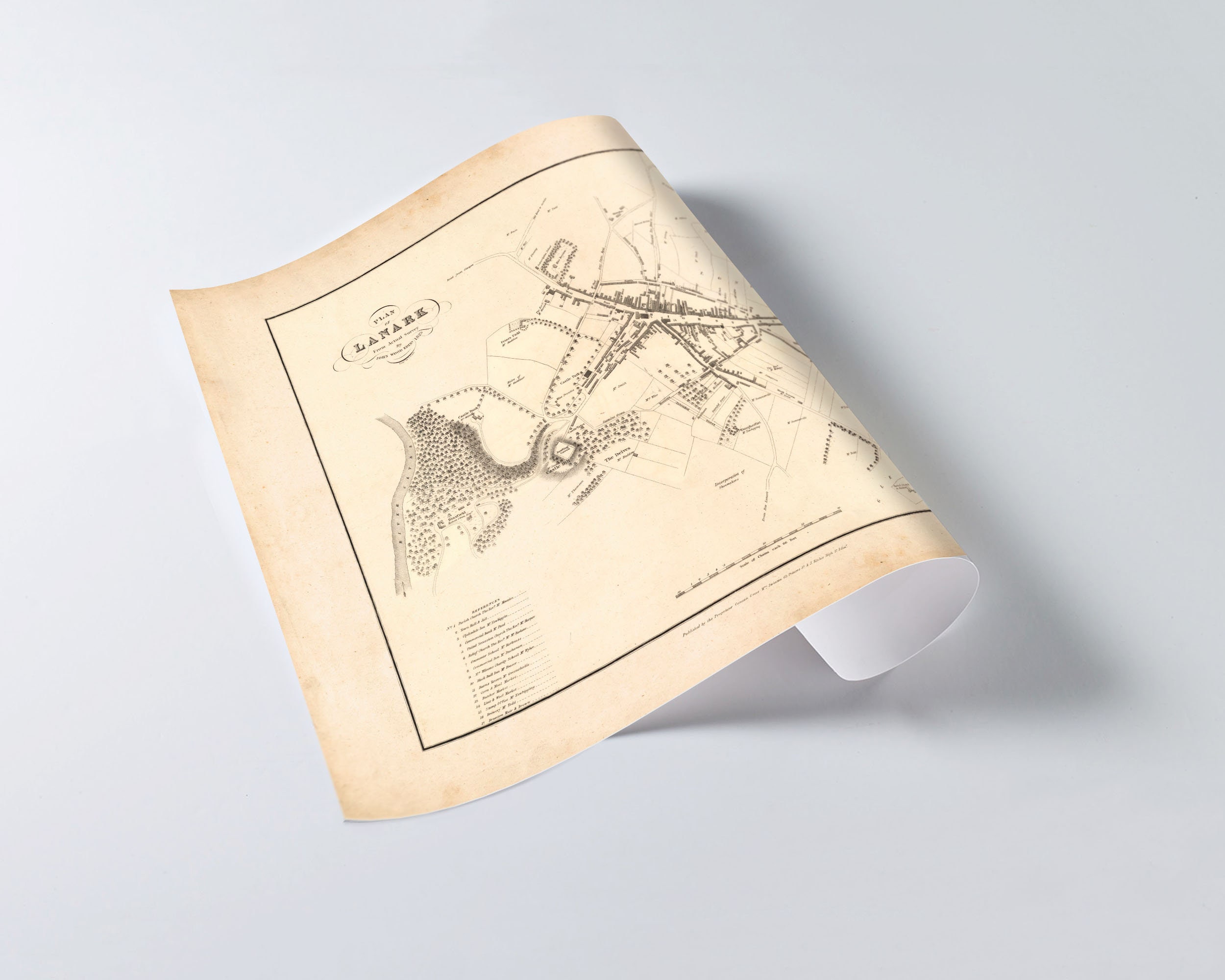 Old Map of Lanark | Old Map Print | Lanark Old Map, Lanark Vintage Map ...