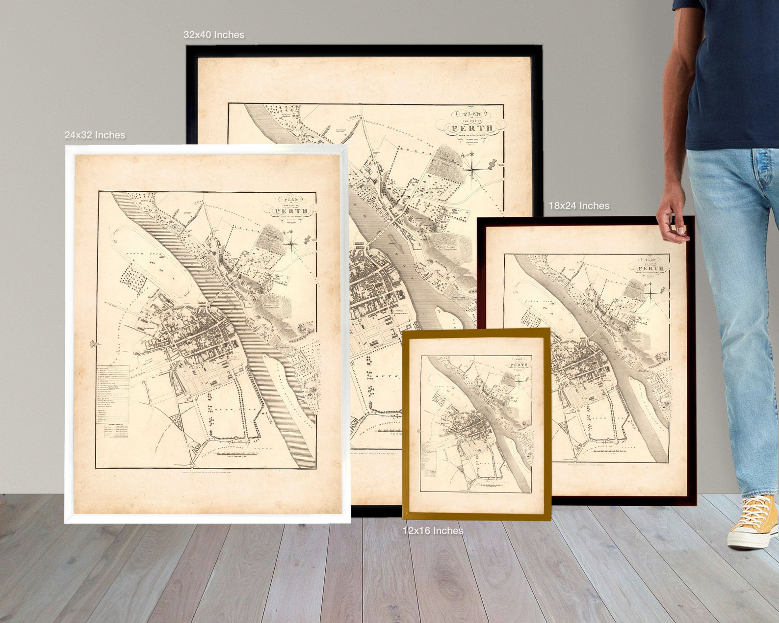 Old Map of Perth | Old Map Print | Perth Old Map, Perth Vintage Map ...