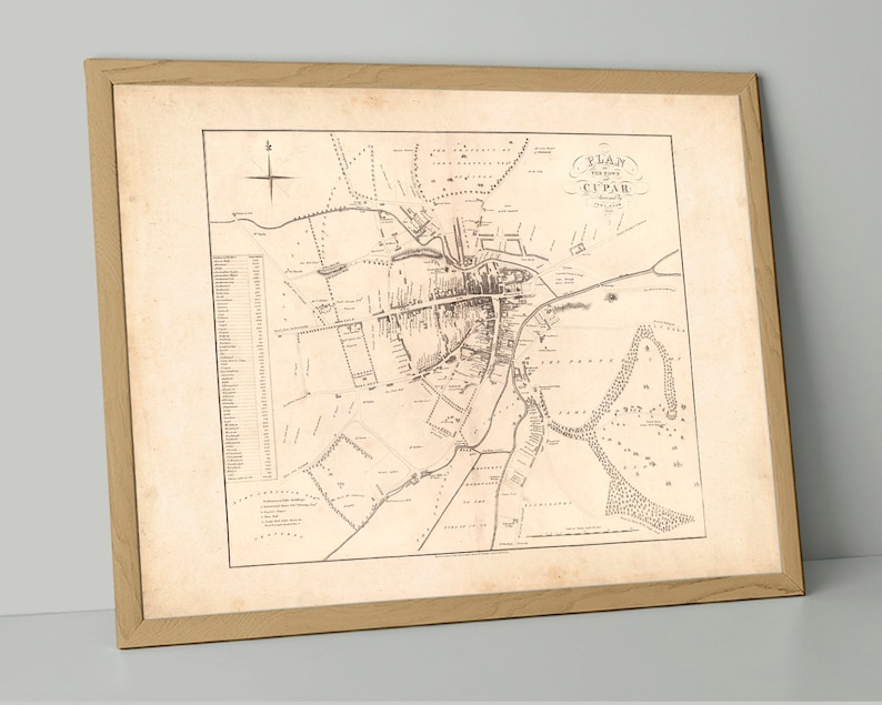 Cupar old town plan Fine Art Print Antique vintage map | Etsy