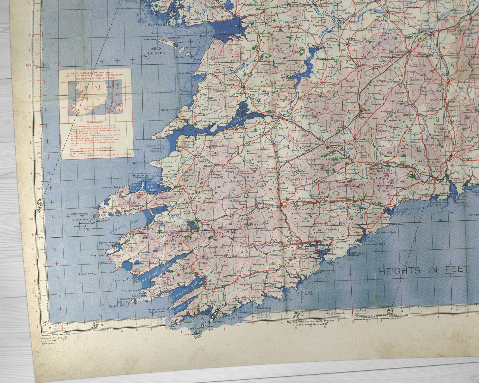 Old Map of Ireland Wwii-era Map of UK British War Office - Etsy UK
