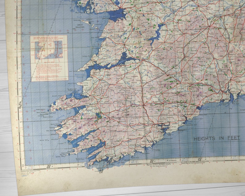 Old Map of Ireland Wwii-era Map of UK British War Office - Etsy UK