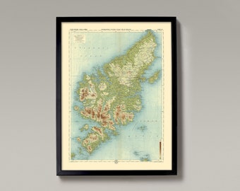 Antique Map of the Outer Hebrides Map Print Shows Isle of Lewis ...