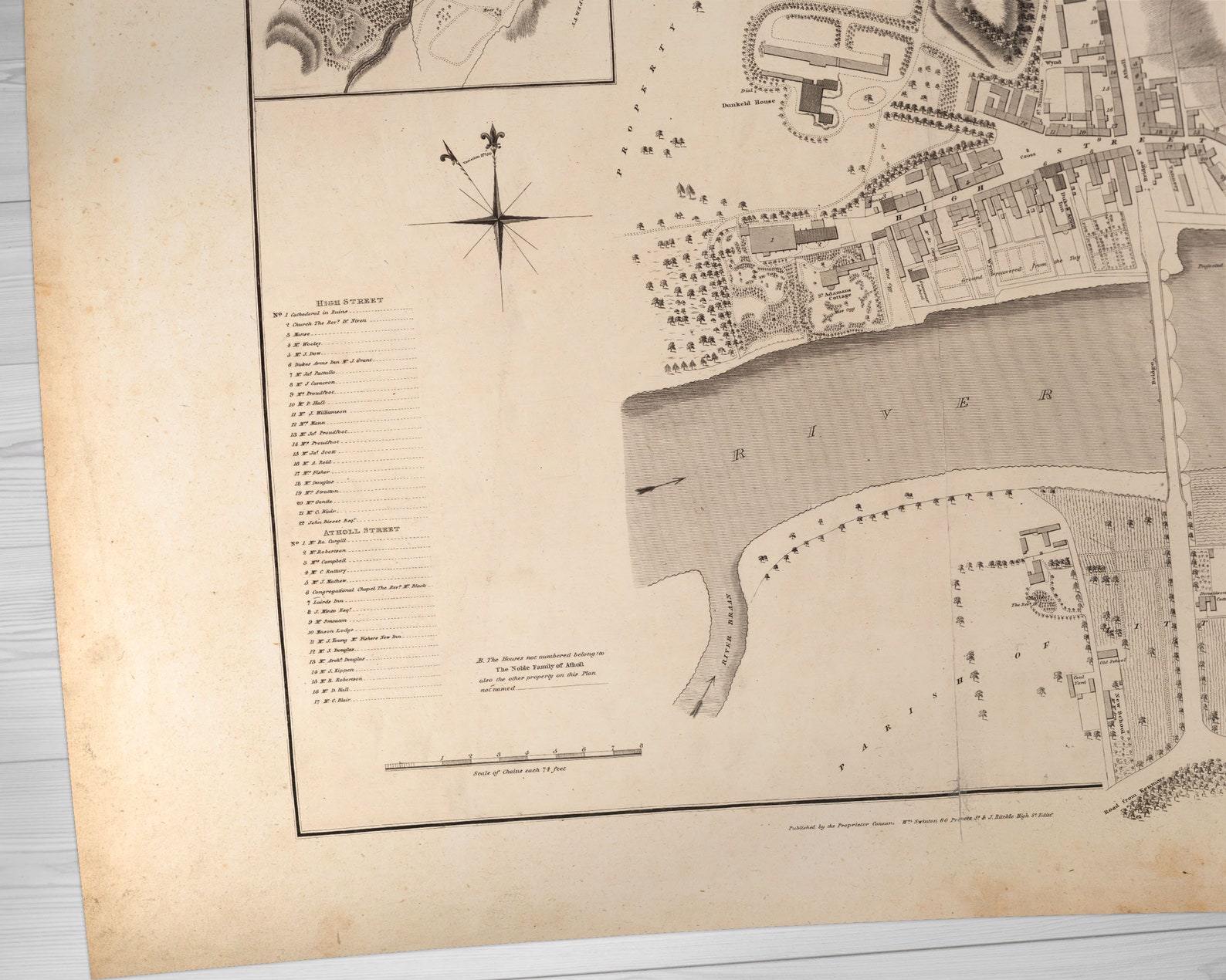 Old Map of Dunkeld | Old Map Print | Dunkeld Old Map, Dunkeld Vintage ...