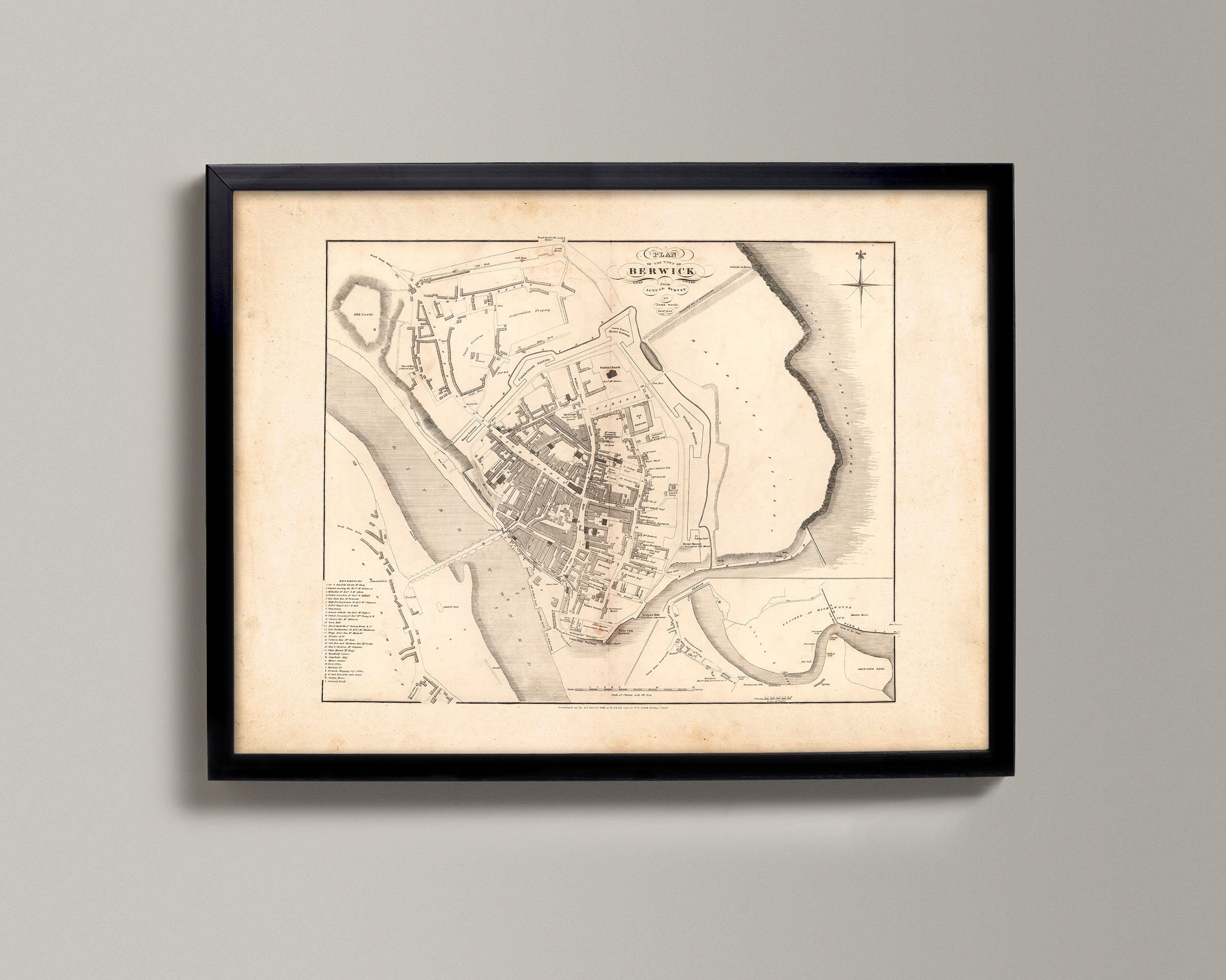 Old Map of Berwick | Fine Art Print | Vintage, Old Map of Berwick-upon ...
