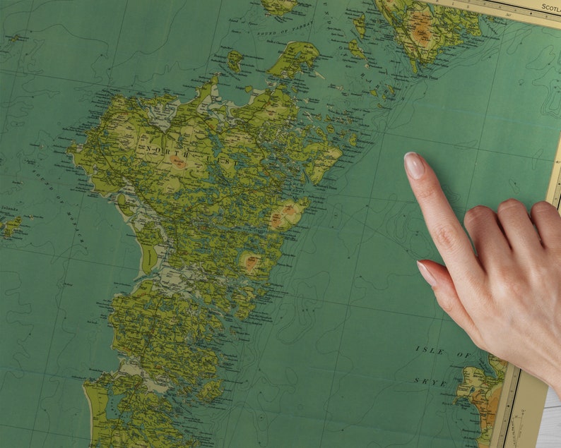 Vintage Map Uists & Barra | Berneray, Mingulay, Sandray, Boisdale, Loch ...