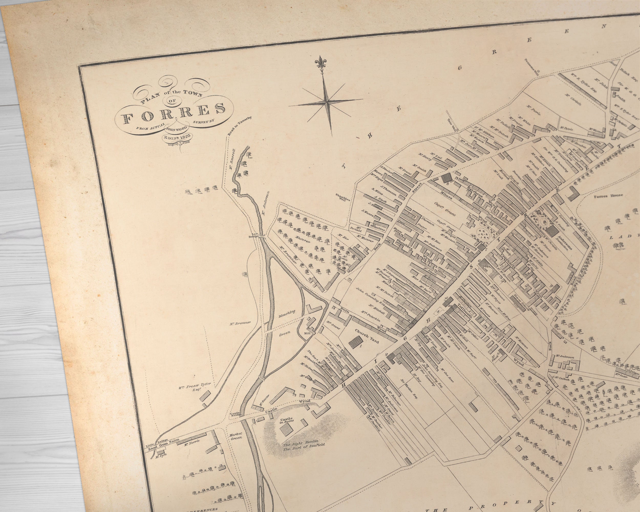 Forres Old Map | Giclée Fine Art Print | Vintage Town Plan, Antique ...