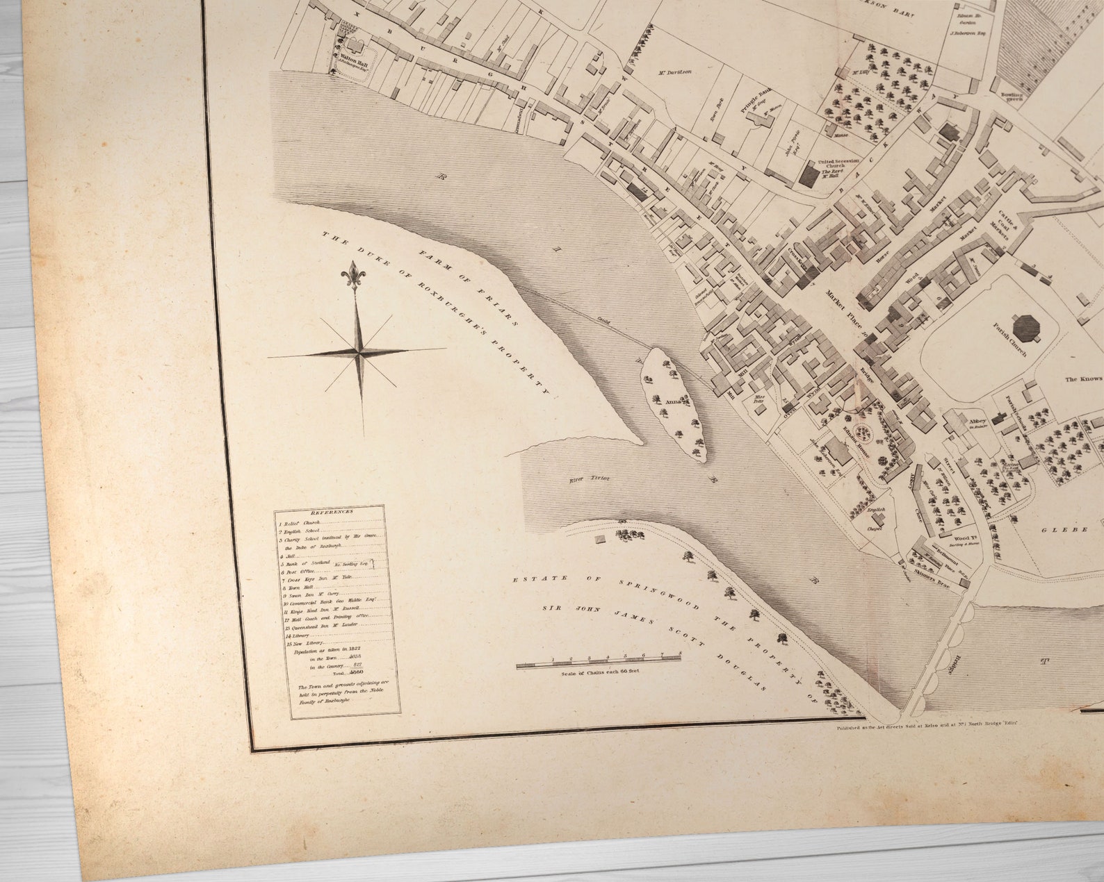 Old Map of Kelso Old Map Print Kelso Old Map, Kelso Vintage Map, Kelso ...