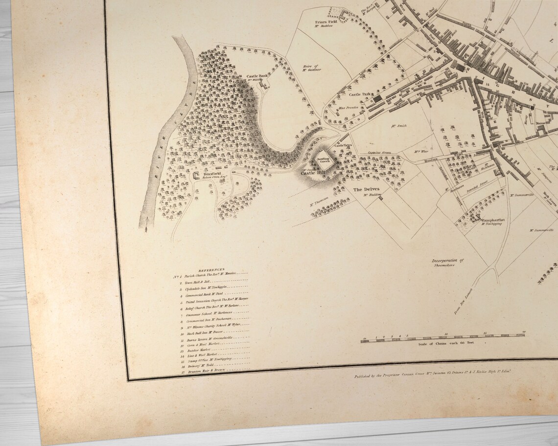 Old Map of Lanark | Old Map Print | Lanark Old Map, Lanark Vintage Map ...