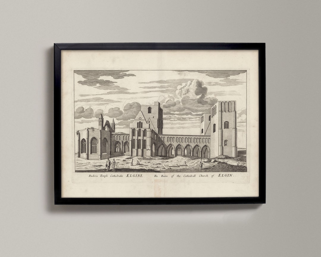 Elgin - the Cathedral of Elgin | Historical Scottish Town Drawing ...