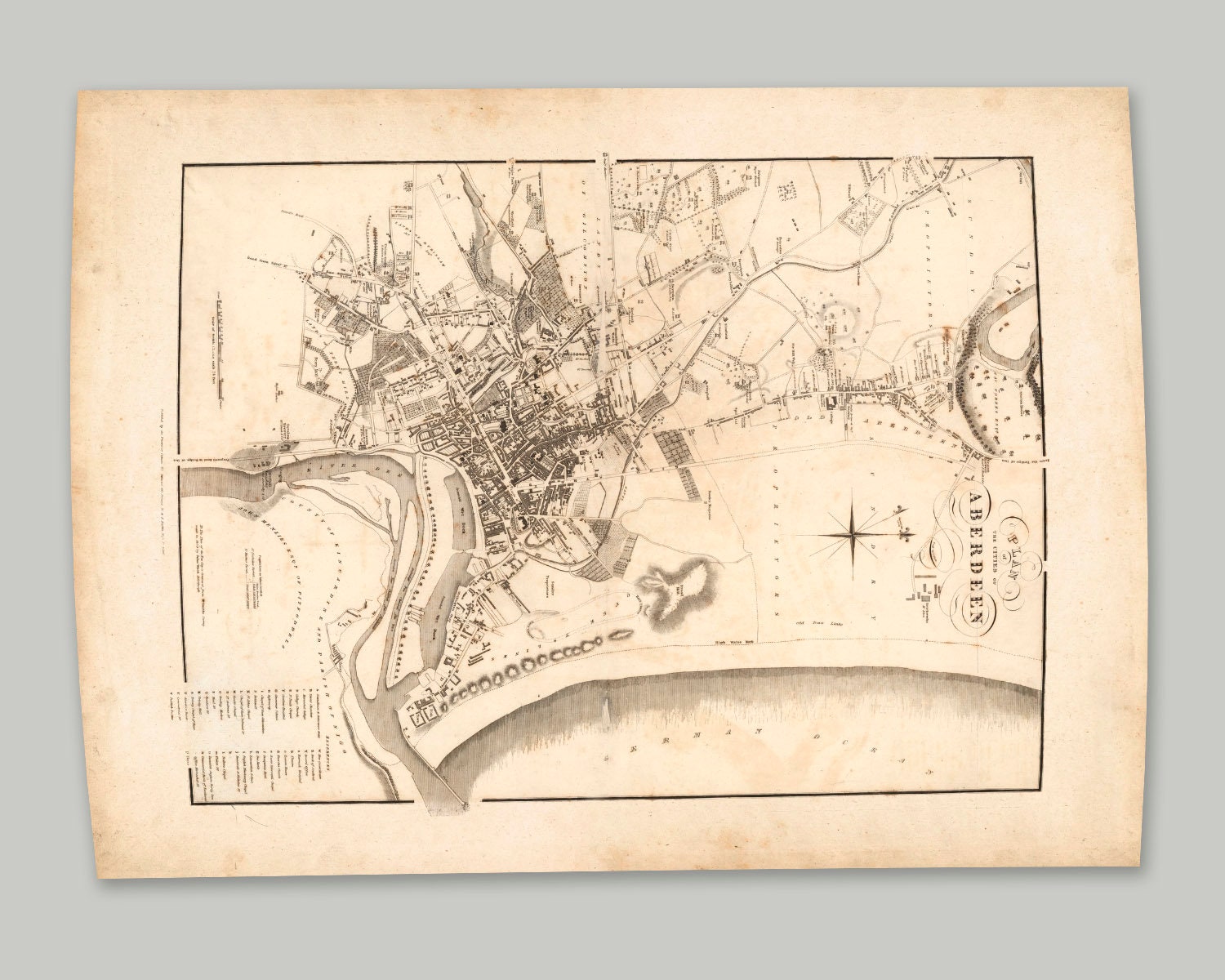 Old Map of Aberdeen | Fine Art Print | Historical Town Plan of Aberdeen ...