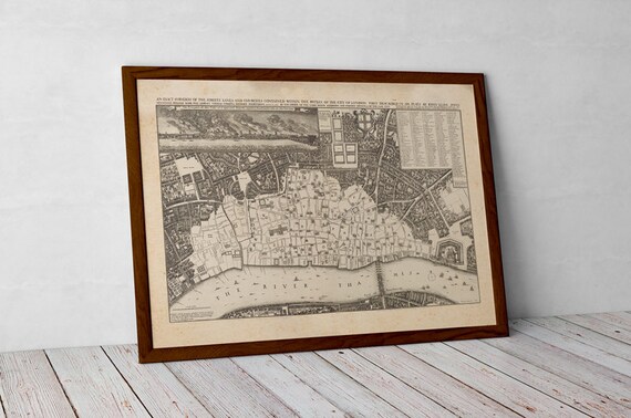 Old London Map 1667 after the great fire. Londinium Thames | Etsy