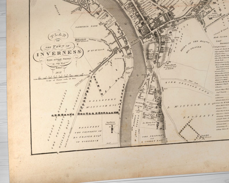 Old Map of Inverness Old Map Print Inverness Old Map, Inverness Gift ...