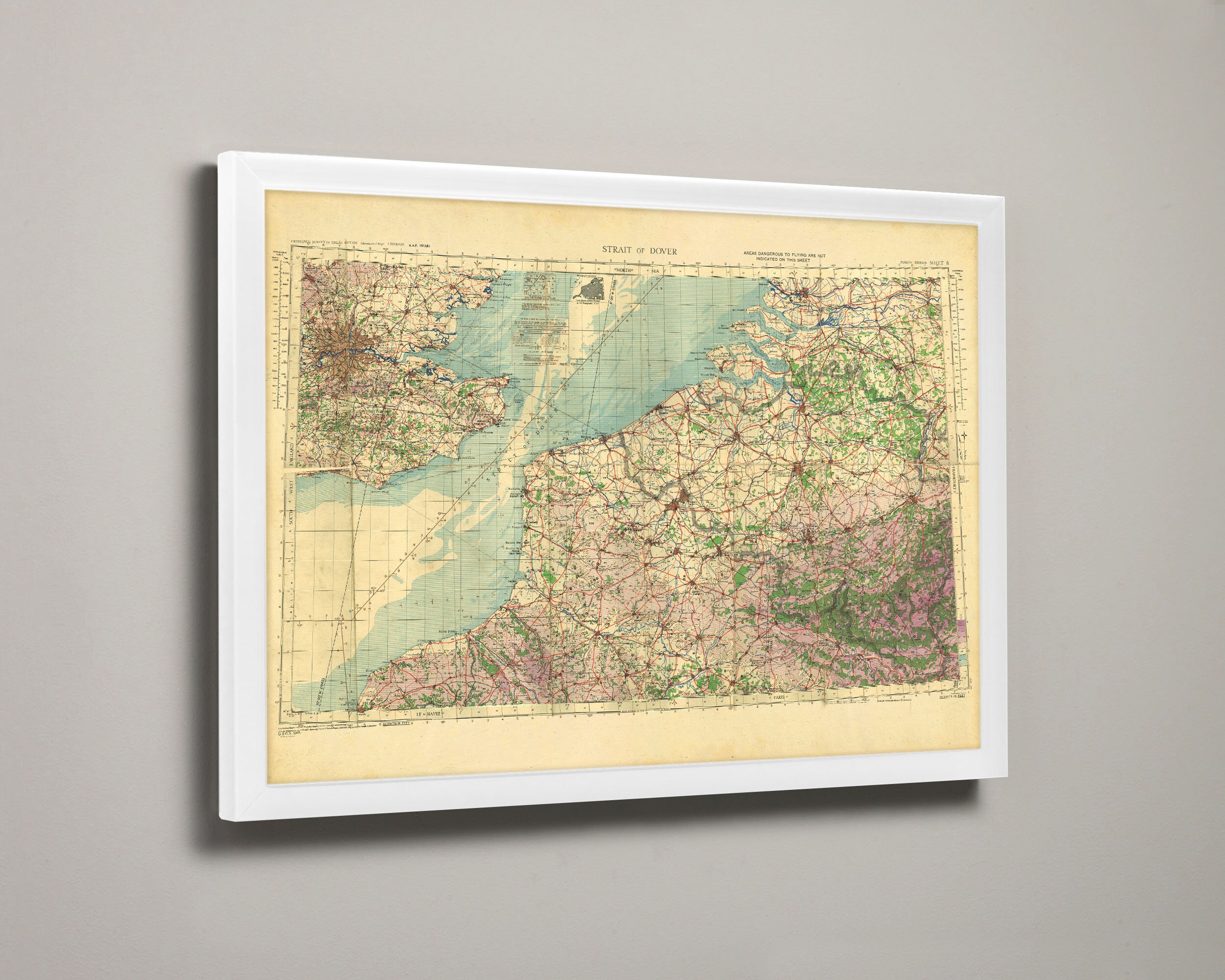 Old Map of English Channel Wwii-era - British War Office GSGS 4369 ...