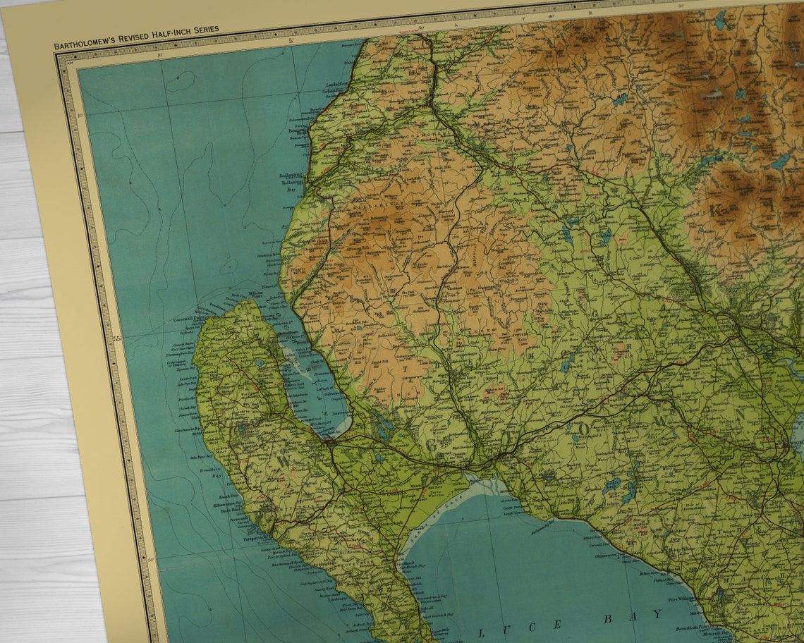 Galloway Old Map of Stranraer Ballantrae Barrhill | Etsy