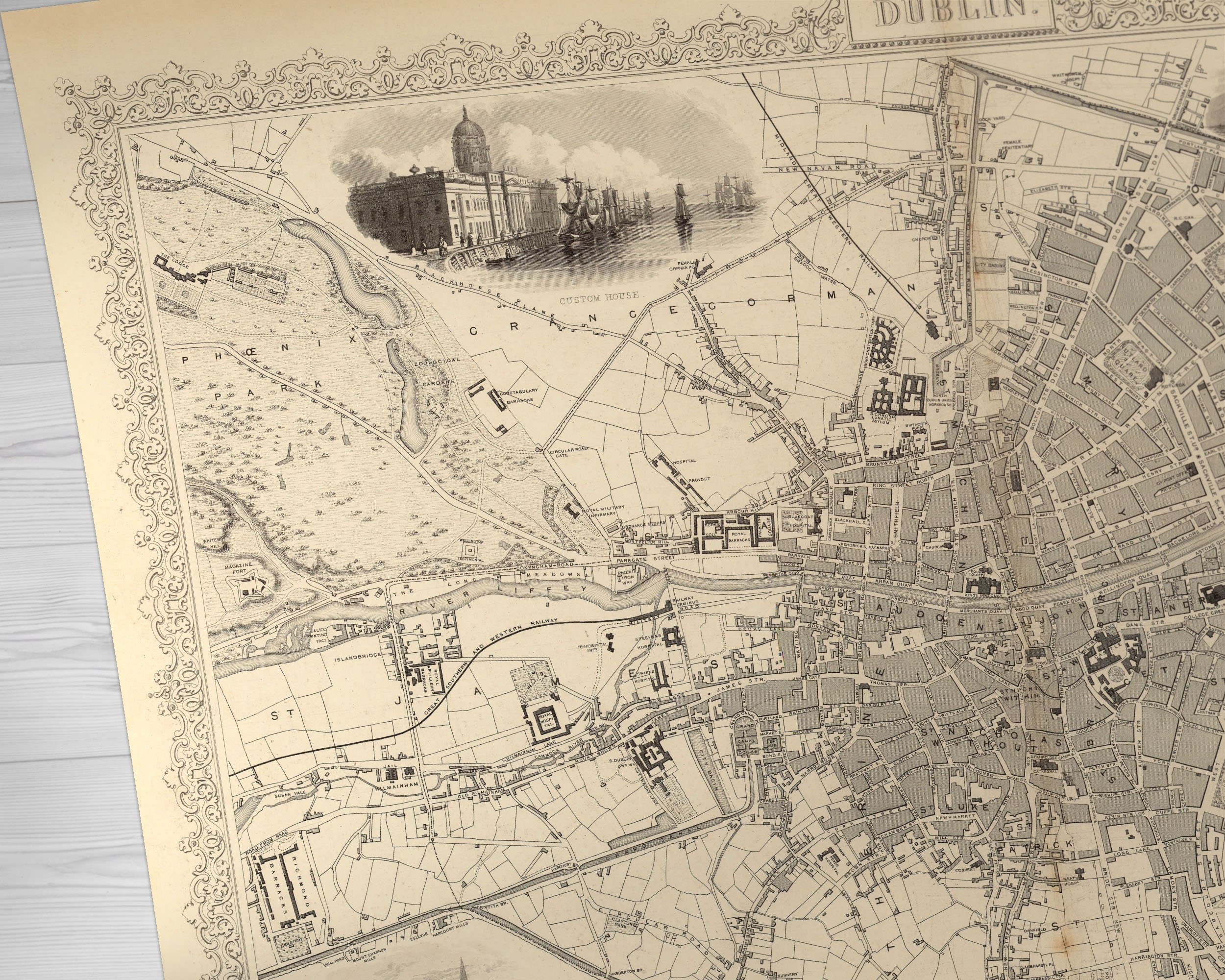 Old Map of Dublin, Historical Map of Dublin, Ireland Fine Art Print of ...