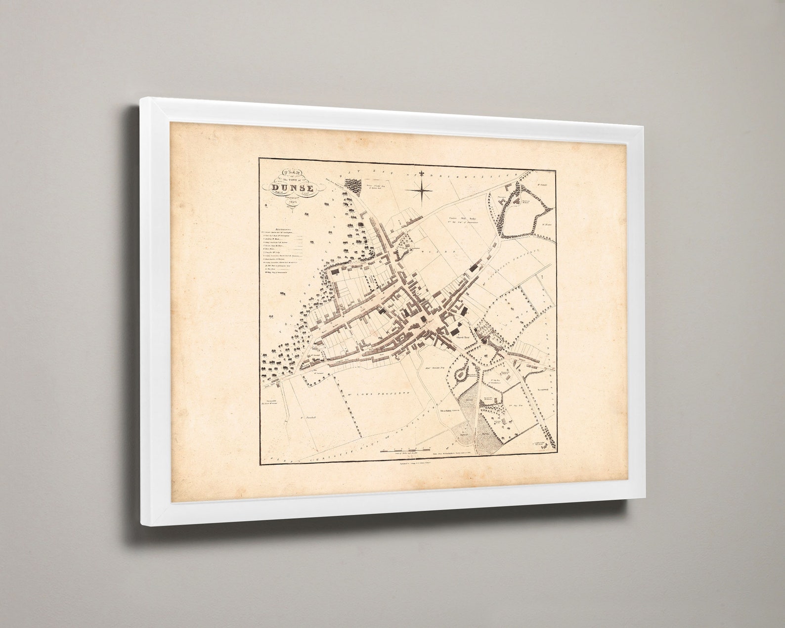Duns Historical Old Map Giclée Fine Art Print Vintage Town Plan ...