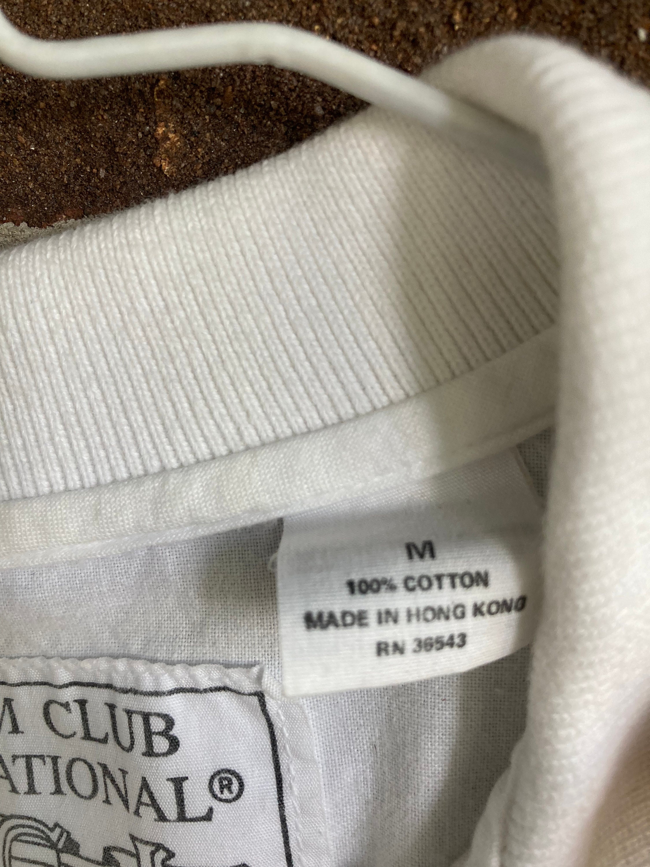 VINTAGE 80s Custom Club International Size Medium White Collared Beach ...