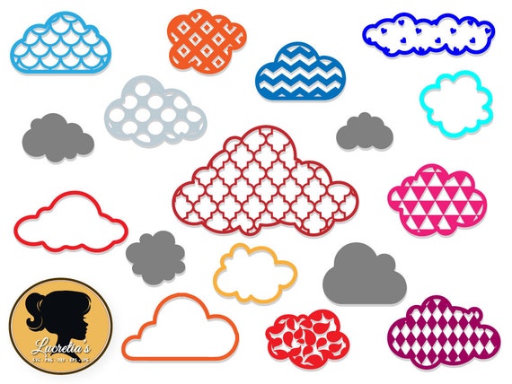 Pattern Clouds Silhouette Pattern Clouds Design SVG Cut | Etsy