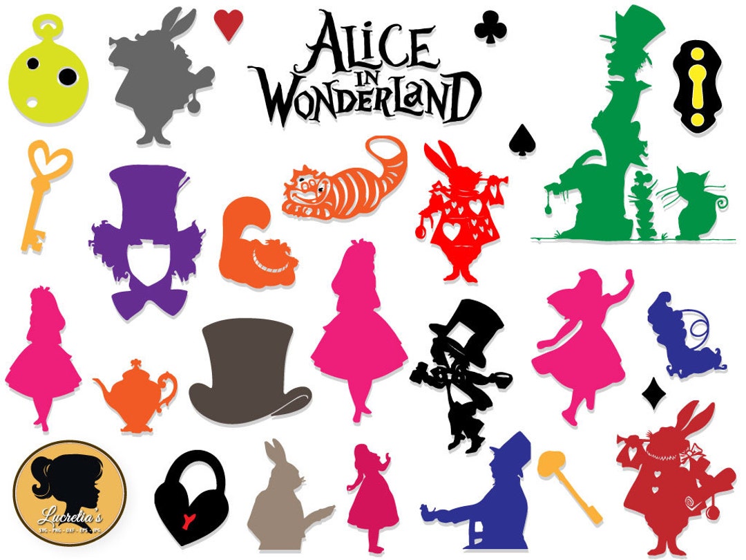 Alice in Wonderland Silhouette, Alice in Wonderland Svg, Digital ...