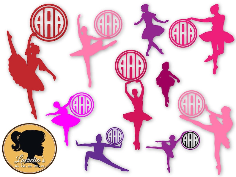 Ballerina Monogram Frames SVG, Dancer Monogram Frame SVG, Ballet Frame ...