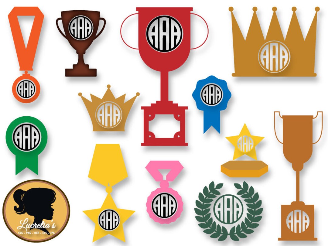 Monogram SVG -winner Medals Awards Monogram - Crown Monogram-awards Set ...