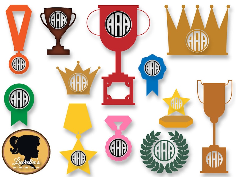 Monogram SVG -winner Medals Awards Monogram - Crown Monogram-awards Set ...