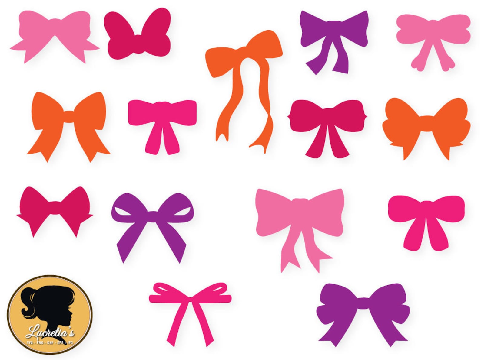 Bows SVG and DXF Cut File for Silhouette, Shaped Bow Silhouette, Die ...