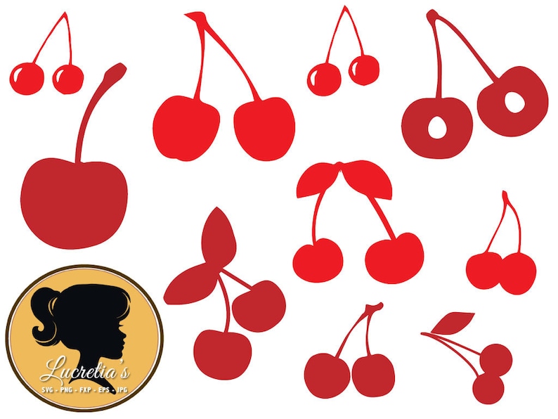 Cherry SVG, Dxf, Clipart, SVG Files for Silhouette Cameo or Circuit ...