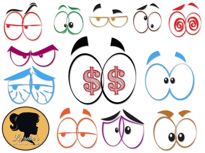 Silueta de ojos de comics diversión ojos archivos SVG para - Etsy México