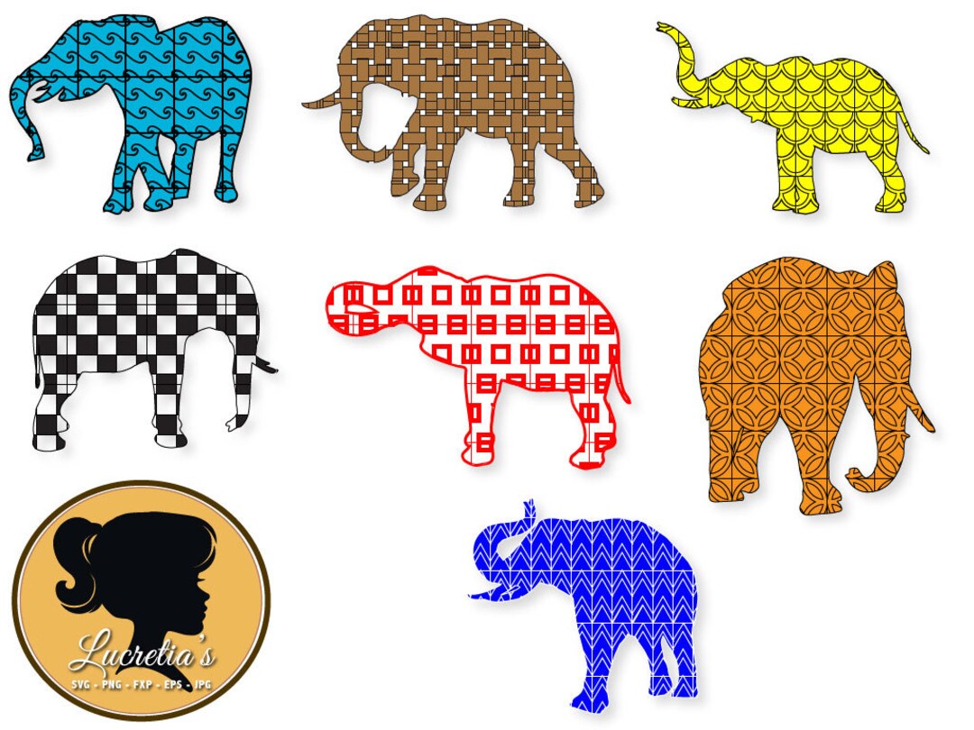 Elephant Pattern, Elephant , Clipart, SVG Files for Silhouette Cameo or ...