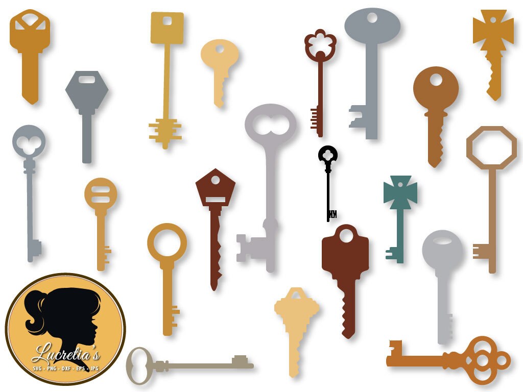 png Key and lockVector Key and lock Cut Files for Silhouette dxf Design ...