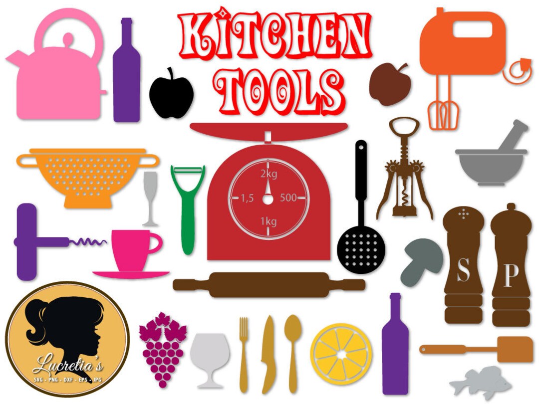 Kitchen Tools SVG Files for Silhouette, Kitchen Tools Design, Kitchen ...