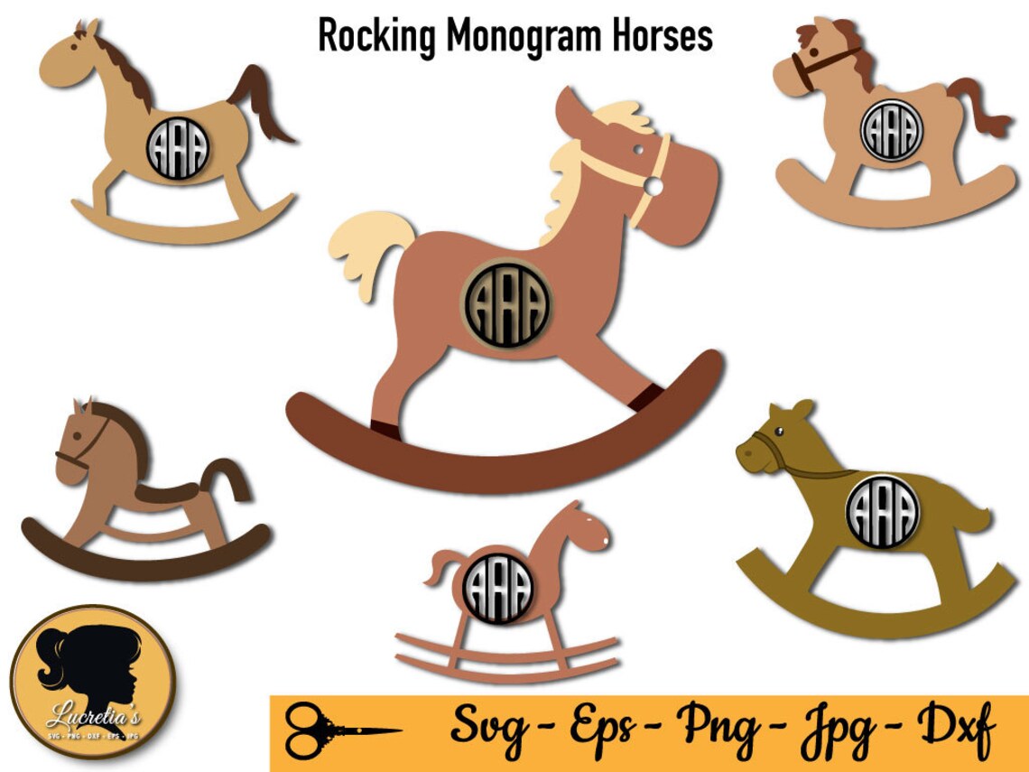 Rocking Monogram Horses Svg - Rocking Horse Silhouette Pack - (zipped ...