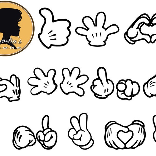 Mickey Hand Love Sign SVG Files Mouse Ears DXF Cut File for - Etsy